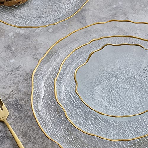 Karaca Milanda Gold Glass Dinnerware Set for 4 People, 12 Pieces, Transparent Gold