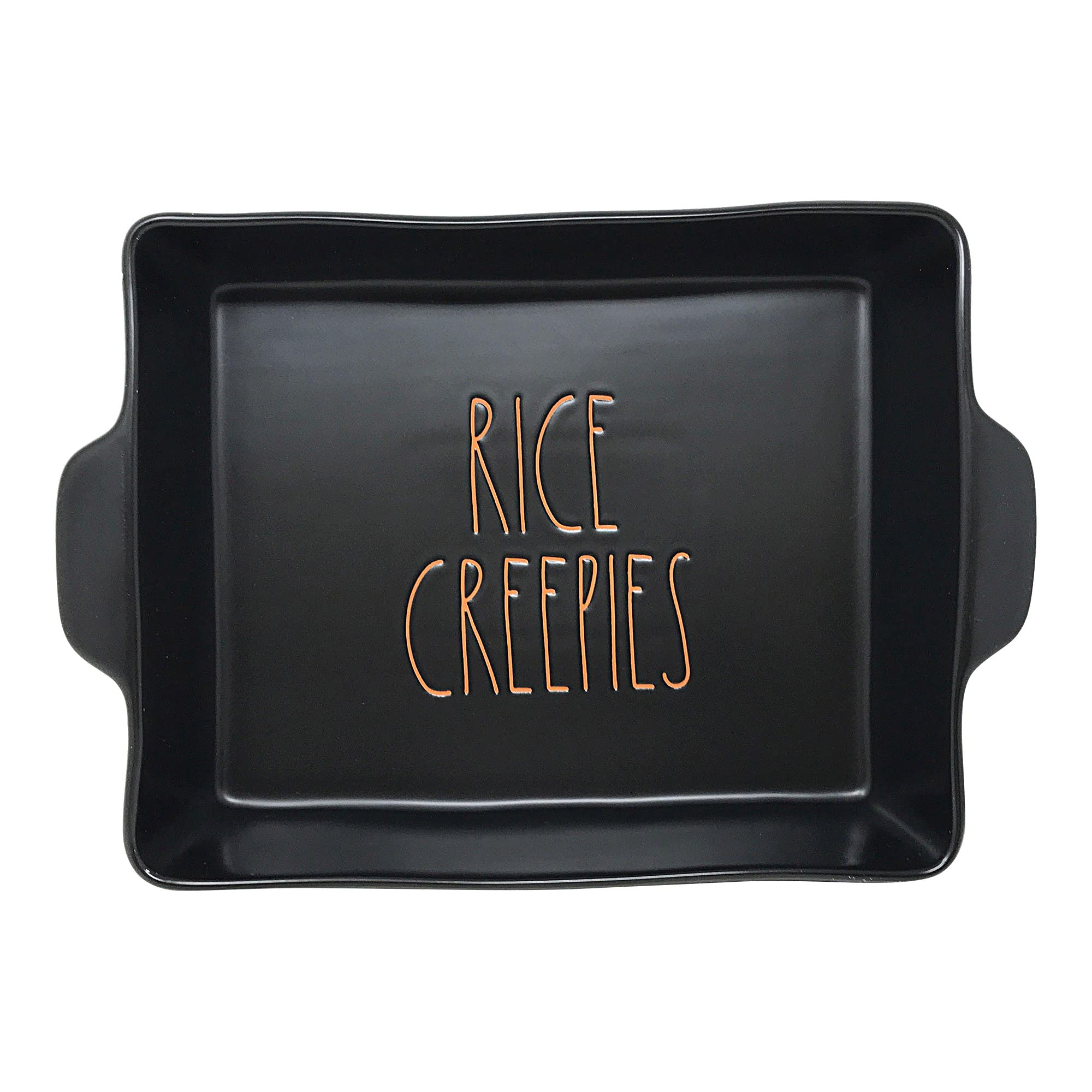 Rae Dunn Ceramic Halloween Baker (Rectangular/12 in W x 9 in L, Rice Creepies/Black)
