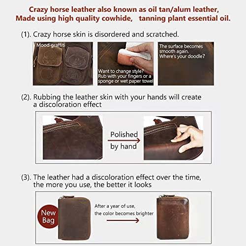 Tooling Leather Square 1.8-2.0MM Thick Genuine Top Full Grain Oil Tan Crazy Horse Cowhide Leather Sheets for Crafts Tooling Sewing Wallet Earring Hobby (Dark Brown, 8"x12")