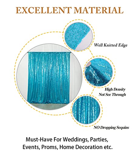 ShinyBeauty Sequin Backdrop-Curtain-5FTx10FT-Turquoise-Sequins Fabric Photo Booth Backgrounds 10FT Glitter Backdrops for Happy Birthday Aqua Blue Photography Backdrop Background