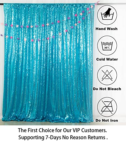 ShinyBeauty Sequin Backdrop-Curtain-5FTx10FT-Turquoise-Sequins Fabric Photo Booth Backgrounds 10FT Glitter Backdrops for Happy Birthday Aqua Blue Photography Backdrop Background