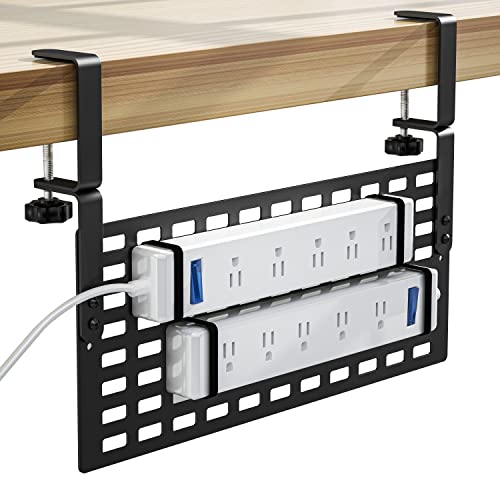 Under Desk Cable Management No Drill, Xpatee 16'' Desk Cable Management, Cable Management with Clamp for Desk Wire Management, Computer Cable Rack for Office, Home - No Damage to Desk, Black