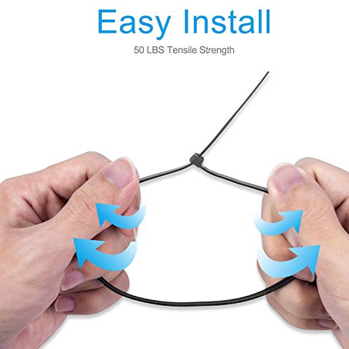 TEVADO 100 Pack Cable Zip Ties Heavy Duty 12 Inch, Premium Plastic Wire Ties with 50 Pounds Tensile Strength, Multi-Purpose Self-Locking Black Nylon Zip Ties for Indoor and Outdoor
