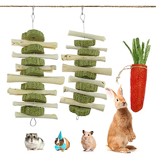 KEYONEKJ 100% Natural Rabbit Toys for Bunnies,Improve Dental Health and No Glue Chew Toys for Teeth for Bunny/Chinchilla/Guinea Pig/Hamsters/Rat/Squirrel/Totoro/Rodent