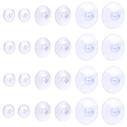 Pawfly 30 Pcs Suction Cups 0.8 & 1.2 & 1.8 Inch Clear Plastic Suction Pads for Home Organization and Decoration Strong Adhesive Sucker Holders for Kitchen Bathroom Window and Glass Door