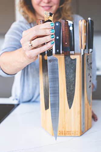 360KB MAX ™ - magnetic rotating knife block - w/top slots, capaciy for 20+ knives - largest in the 360 Knife Block ® family. (Honey Bamboo)