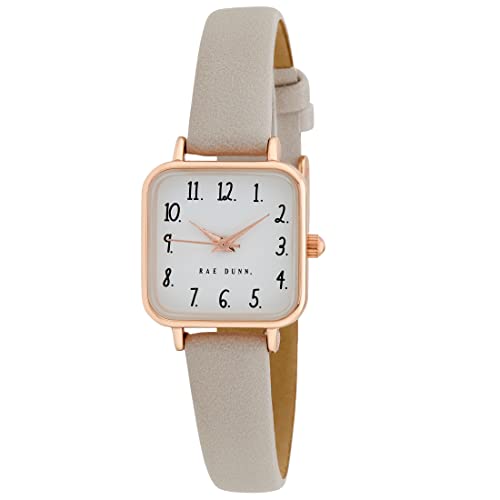 Rae Dunn Women's Amy 24mm Square Face Vegan Leather Strap Watch (RD1003) (Pink)