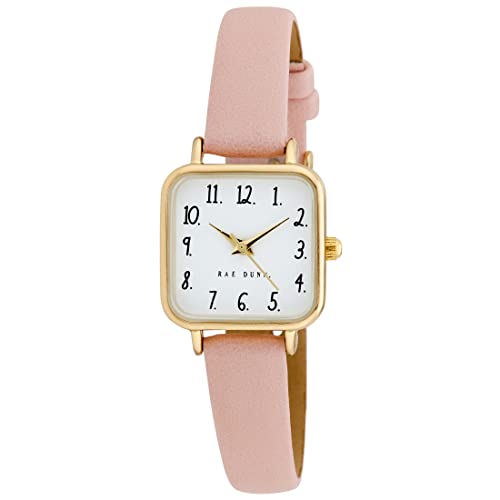 Rae Dunn Women's Amy 24mm Square Face Vegan Leather Strap Watch (RD1003) (Pink)