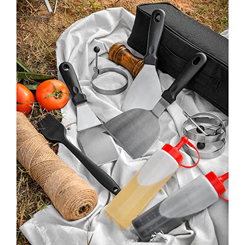 CYXI Grill Accessories, BBQ Tools Set, Grilling Tools Stainless Steel Grill Utensils,Portable Grilling Utensil Kit,for Travel, Picnics, RVs, Camping, BBQs, Parties (Size : 18pcs)