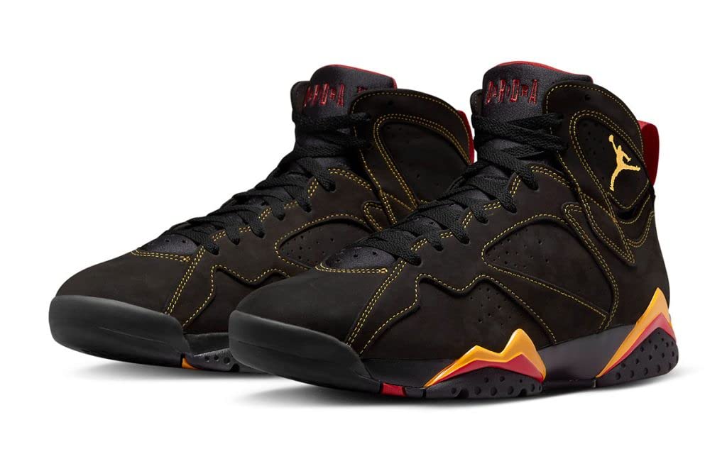 Jordan Mens Air Jordan 7 Retro CU9307 081 Citrus 2022 - Size 9.5, Black/Citrus-varsity Red