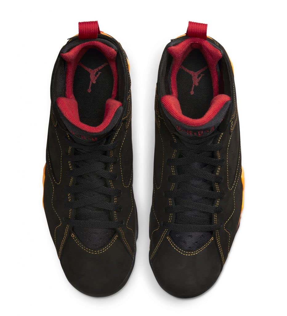 Jordan Mens Air Jordan 7 Retro CU9307 081 Citrus 2022 - Size 9.5, Black/Citrus-varsity Red