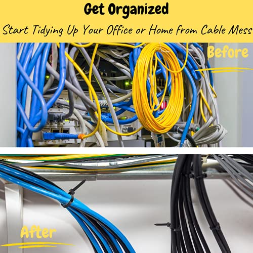 Bates- Cable Zip Ties, 200 Pack, 4 Inch, Zip Ties, Zipties, Cable Tie, Plastic Ties, Tie Wraps, Electrical Cable Ties, Plastic Zip Ties, Black Zip Tie, Plastic Straps, Wire Ties, Cord Ties
