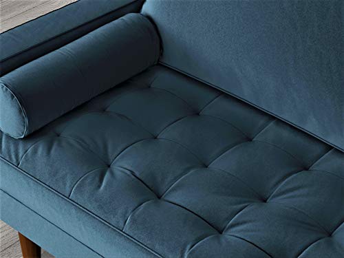 US Pride Furniture NS5456-S Caladeron Mid-Century Modern Sofa in Soft Velvet, Prussian Blue