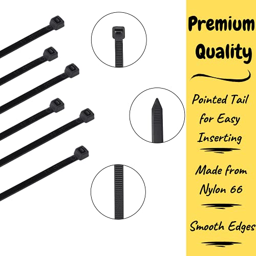 Bates- Cable Zip Ties, 200 Pack, 4 Inch, Zip Ties, Zipties, Cable Tie, Plastic Ties, Tie Wraps, Electrical Cable Ties, Plastic Zip Ties, Black Zip Tie, Plastic Straps, Wire Ties, Cord Ties