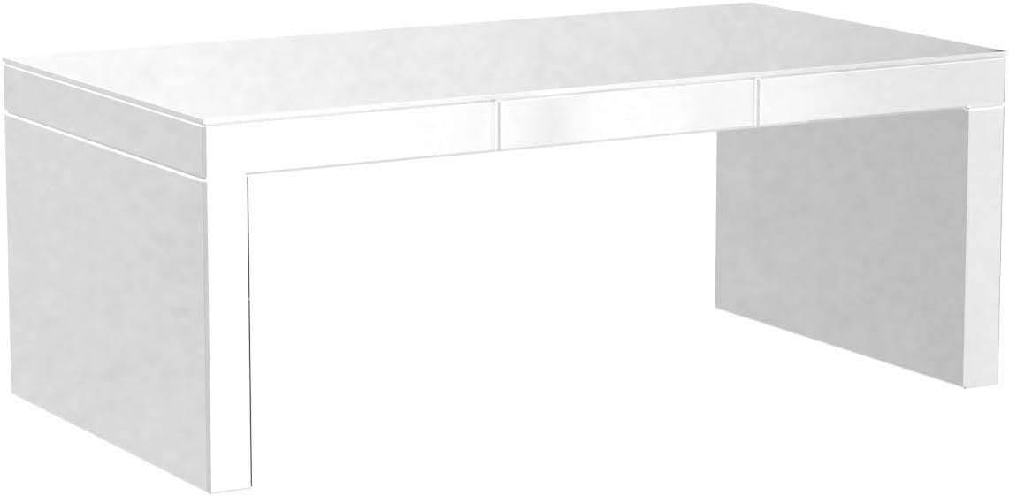 Silver Coffee Table with All Mirrored Finished, Modern Contemporary Accent Side or Coffee Table for Living Room