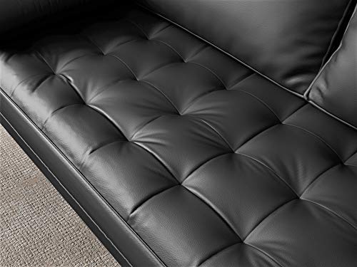US Pride Furniture NS5452-L Caladeron Mid-Century Modern Loveseat in Faux Leather, PVC Black