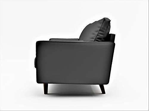US Pride Furniture NS5452-L Caladeron Mid-Century Modern Loveseat in Faux Leather, PVC Black