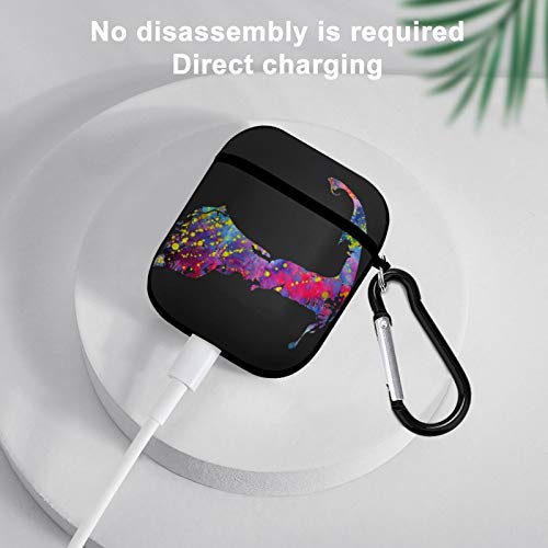 Cape Cod Map Watercolor Airpods Case Cover for Apple AirPods 2&1 Cute Airpod Case for Boys Girls Silicone Protective Skin Airpods Accessories with Keychain