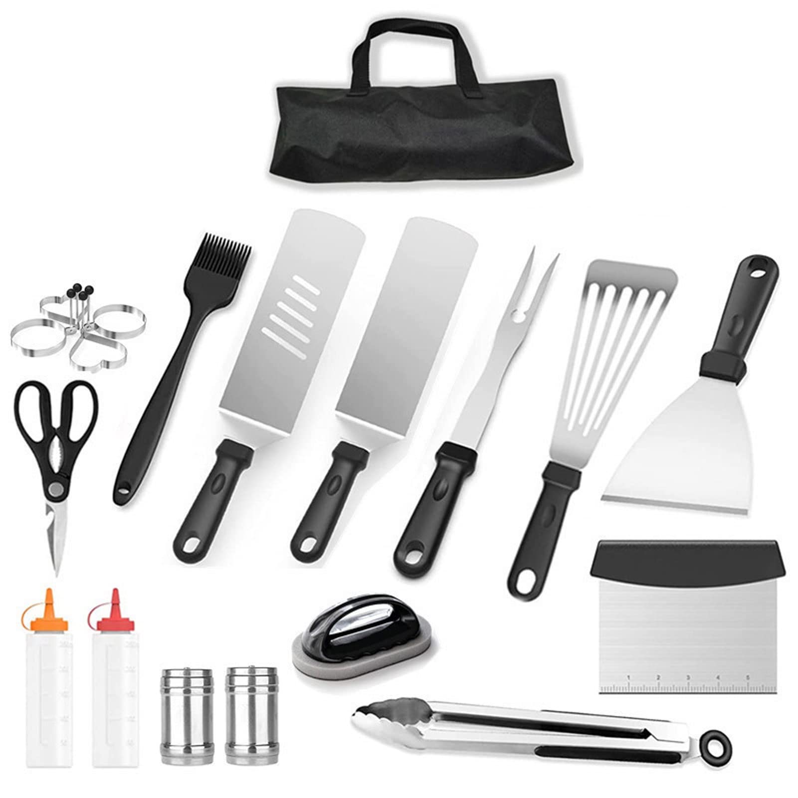 CYXI 19 pcs Grilling and Camping Cooking Utensils Set,Portable Grilling Utensil Kit,Stainless Steel Grilling Kit,for Travel, Picnics, RVs, Camping, BBQs, Parties