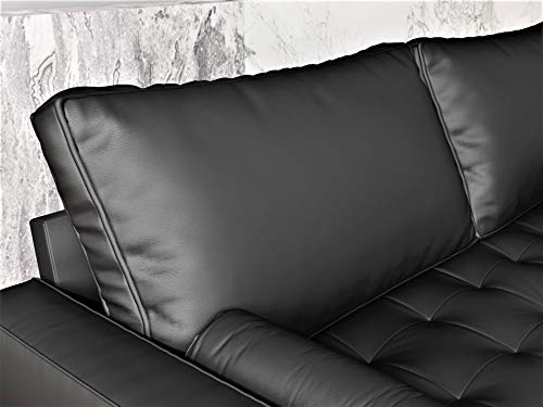 US Pride Furniture NS5452-L Caladeron Mid-Century Modern Loveseat in Faux Leather, PVC Black