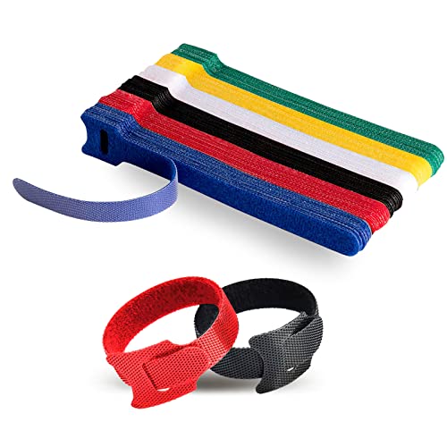 WFAUIBR 60PCS Cable Management ,Fastening Cable Ties Reusable,velcro straps,cord organizer,Multi-Purpose Adjustable Cord Organizer, Office Electric Wires, Assorted Colors