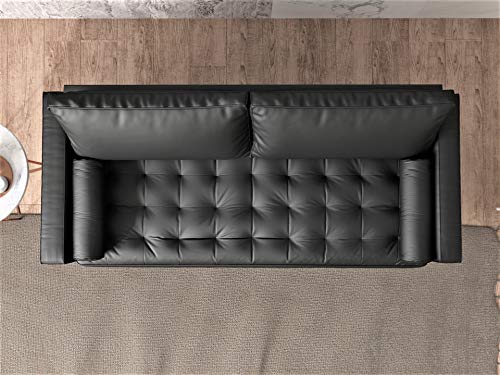 US Pride Furniture NS5452-L Caladeron Mid-Century Modern Loveseat in Faux Leather, PVC Black
