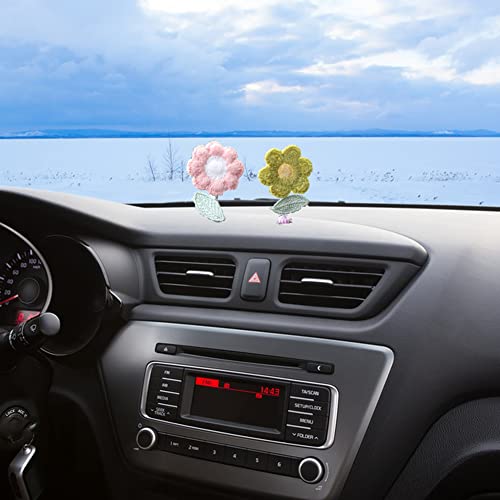 Flower Car Dashboard Decorations,MoreChioce Flower Bobblehead Ornament Car Shaking Head Toy Interior Display Decoration for Home Office Desk SUV Car,Red