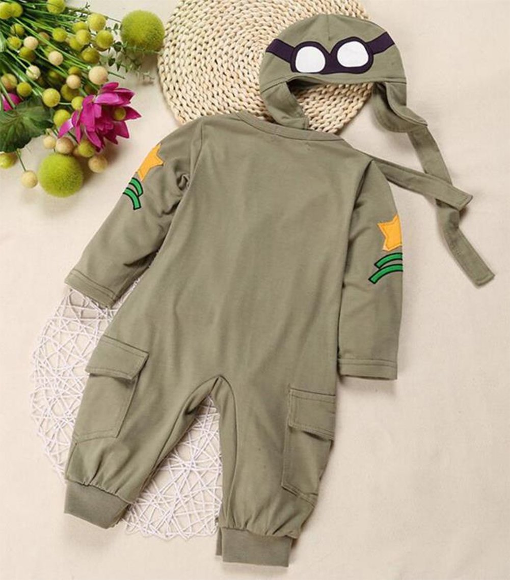 stylesilove Newborn Infant Toddler Baby Boy Army Air Force Baby Jumpsuit Romper and Hat 2-pc Cotton Outfit (70/3-6 Months)