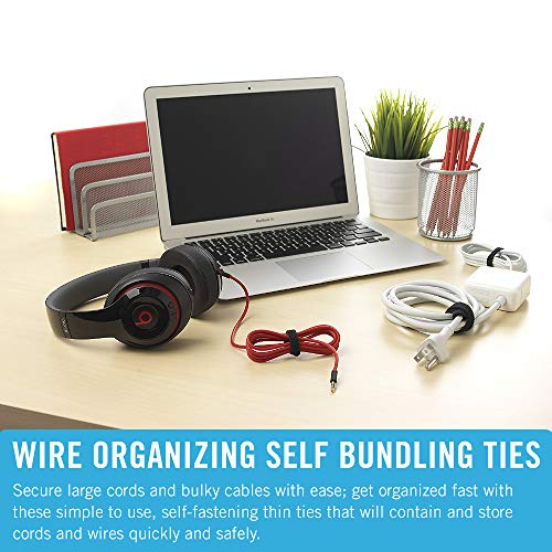 VELCRO Brand 150pk Cable Ties Value Pack | Replace Zip Ties with Reusable Straps, Reduce Waste | For Wire Management and Cord Organizer | 8 x 1/2" Thin Pre-Cut Design, Black and Gray