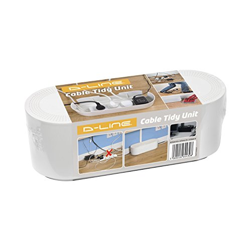 D-Line Cable Management Box, Cord Organizer Box to Hide & Conceal Power Strips, Desk Cable Management Solution, Made from Electrically Safe ABS Material - 12.75" (L) x 5" (W) 4.5" (H) - White