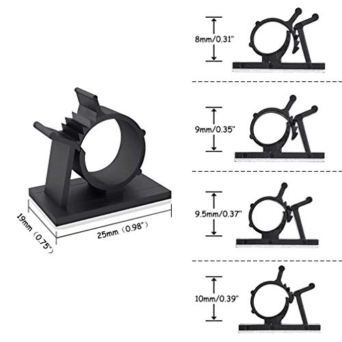 Viaky 30 Pcs Black Clips Self Adhesive Backed Nylon Wire Adjustable Cable Clips Adhesive Cable Management Drop Wire Holder