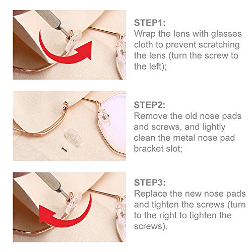 Soukoshi Eyeglass Nose Pads for Metal Frames Titanium Nose Piece for Glasses Nose Grips Push in 14mm Repair Kit with Screws and Nose Pads for Glasses Anti Slip(2 Pairs,Melon Seed Shape)