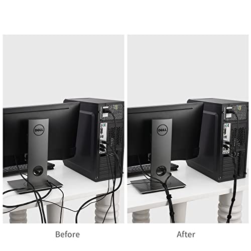 100Pk Reusable Cable Ties Cable Straps, Trilancer 6''x0.47'' Thin Wire Cord Organization Ties with Hook and Loop for Home, Office and Data Centers(Black)