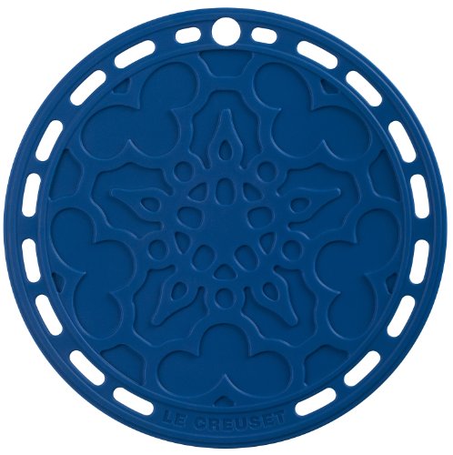 Le Creuset Enameled Cast Iron Signature Iron Handle Skillet, 10.25" (1-3/4 qt.), Marseille & Silicone French Trivet, 8", Marseille