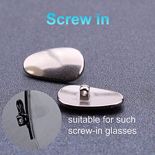 Soukoshi Eyeglass Nose Pads for Metal Frames Titanium Nose Piece for Glasses Nose Grips Push in 14mm Repair Kit with Screws and Nose Pads for Glasses Anti Slip(2 Pairs,Melon Seed Shape)