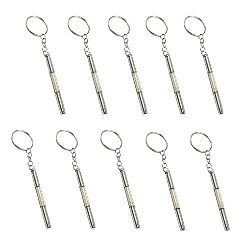 Repair Tool 3 in 1 Mini Stainless Steel Screwdriver Keychain Eyeglass Repair kit - 10 Pack Screwdrive for Glasses/Jewellery/Watches Fix Glasses, Change Watch