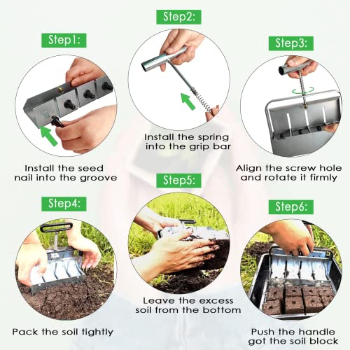 Manual Soil Block Maker Micro Soil Blocker Set (4 Soil Blocker)