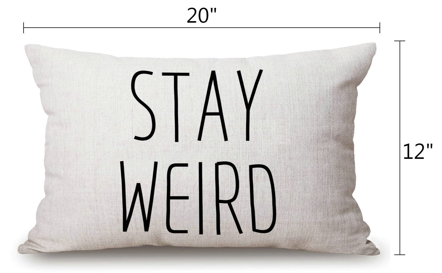 Funny Stay Weird Black White Lumbar Throw Pillow Cover 12x20 Inch Decorative Bedroom Living Room Rectanglar Cushion Case for Bed Sofa Couch