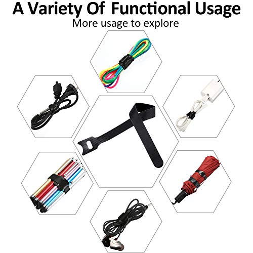 Riakrum 120 Pieces Reusable Fastening Cable Ties Cable Fastener Straps 3, 6, 10 Inch Multi-Purpose Adjustable Hook and Loop Cord Ties Nylon Cord Wire Organizer for Tying Wires (Black)
