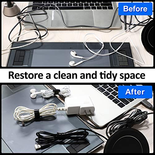 Riakrum 120 Pieces Reusable Fastening Cable Ties Cable Fastener Straps 3, 6, 10 Inch Multi-Purpose Adjustable Hook and Loop Cord Ties Nylon Cord Wire Organizer for Tying Wires (Black)
