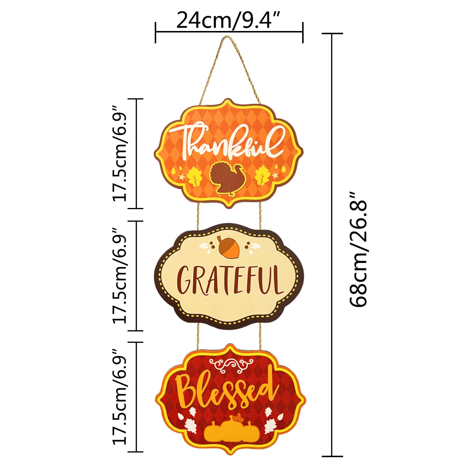 SPIPHY Thanksgiving Welcome Sign, Wooden Blessed Door Sign Fall Hanging Decoration for Home Farmhouse Harvest Thanksgiving Decor