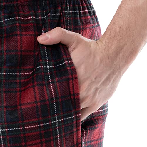 IZOD Men's Silky Fleece Sleep Pant, Dark Red Plaid, 3X-Large