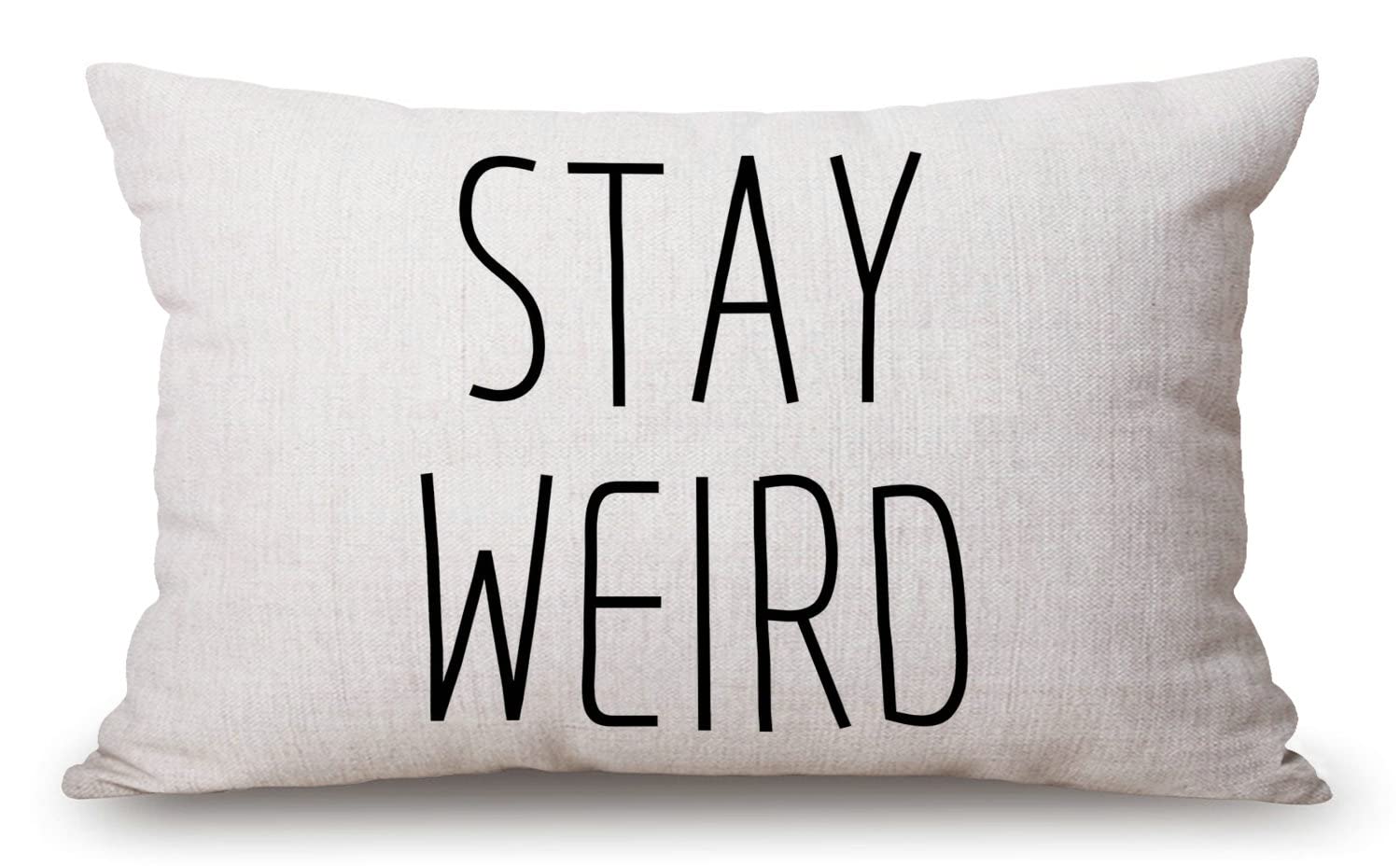 Funny Stay Weird Black White Lumbar Throw Pillow Cover 12x20 Inch Decorative Bedroom Living Room Rectanglar Cushion Case for Bed Sofa Couch