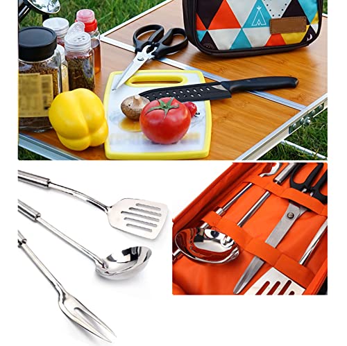 CYXI Portable Camping Kitchen Utensil Set-8 Piece Cookware Kit, BBQ Tools Set,Grill Accessories,for Travel, Picnics, RVs, Camping, BBQs, Parties (Color : A)