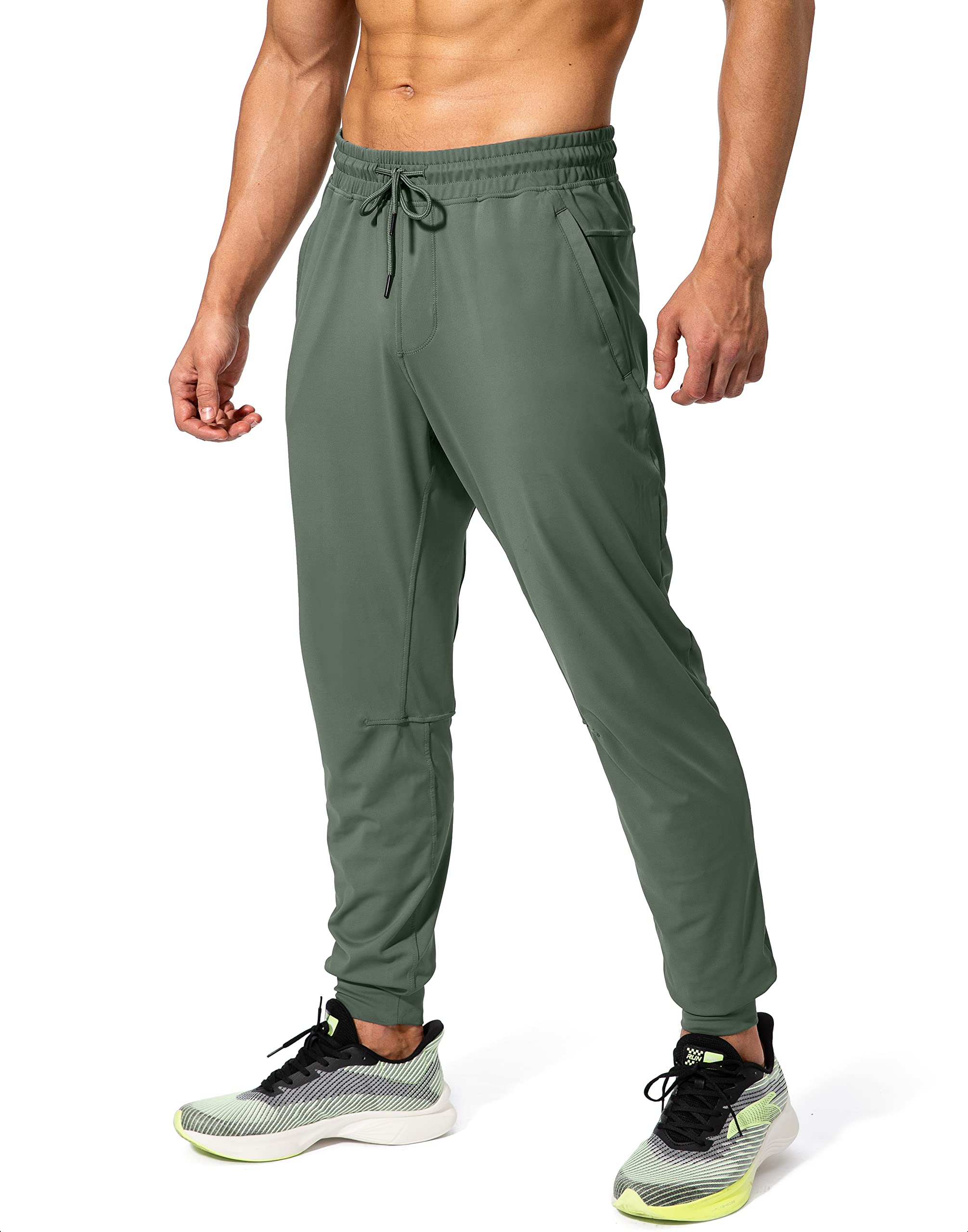 G Gradual Men's Sweatpants with Zipper Pockets Athletic Pants Traning Track Pants Joggers for Men Soccer, Running, Workout (Sage Green, Large)