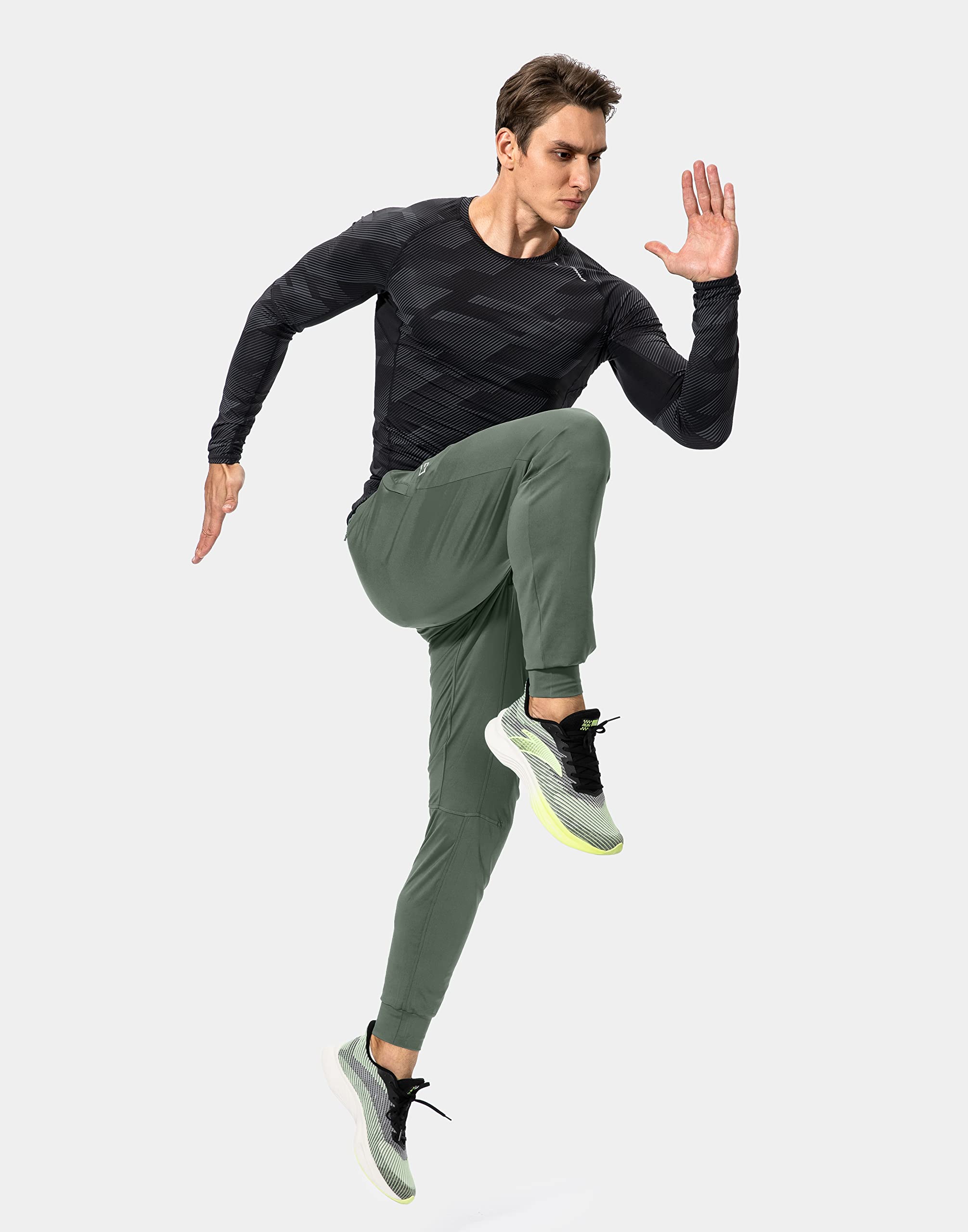 G Gradual Men's Sweatpants with Zipper Pockets Athletic Pants Traning Track Pants Joggers for Men Soccer, Running, Workout (Sage Green, Large)