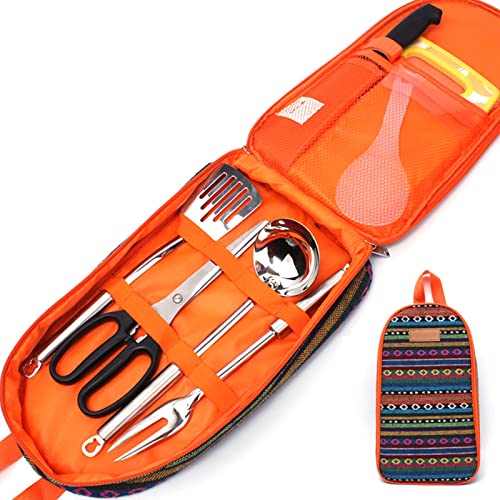 CYXI Portable Camping Kitchen Utensil Set-8 Piece Cookware Kit, BBQ Tools Set,Grill Accessories,for Travel, Picnics, RVs, Camping, BBQs, Parties (Color : A)