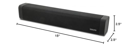 i.Sound ISound-6961 15-in. High-Performance Bluetooth Sound Bar and Speakerphone with FM Radio, Black