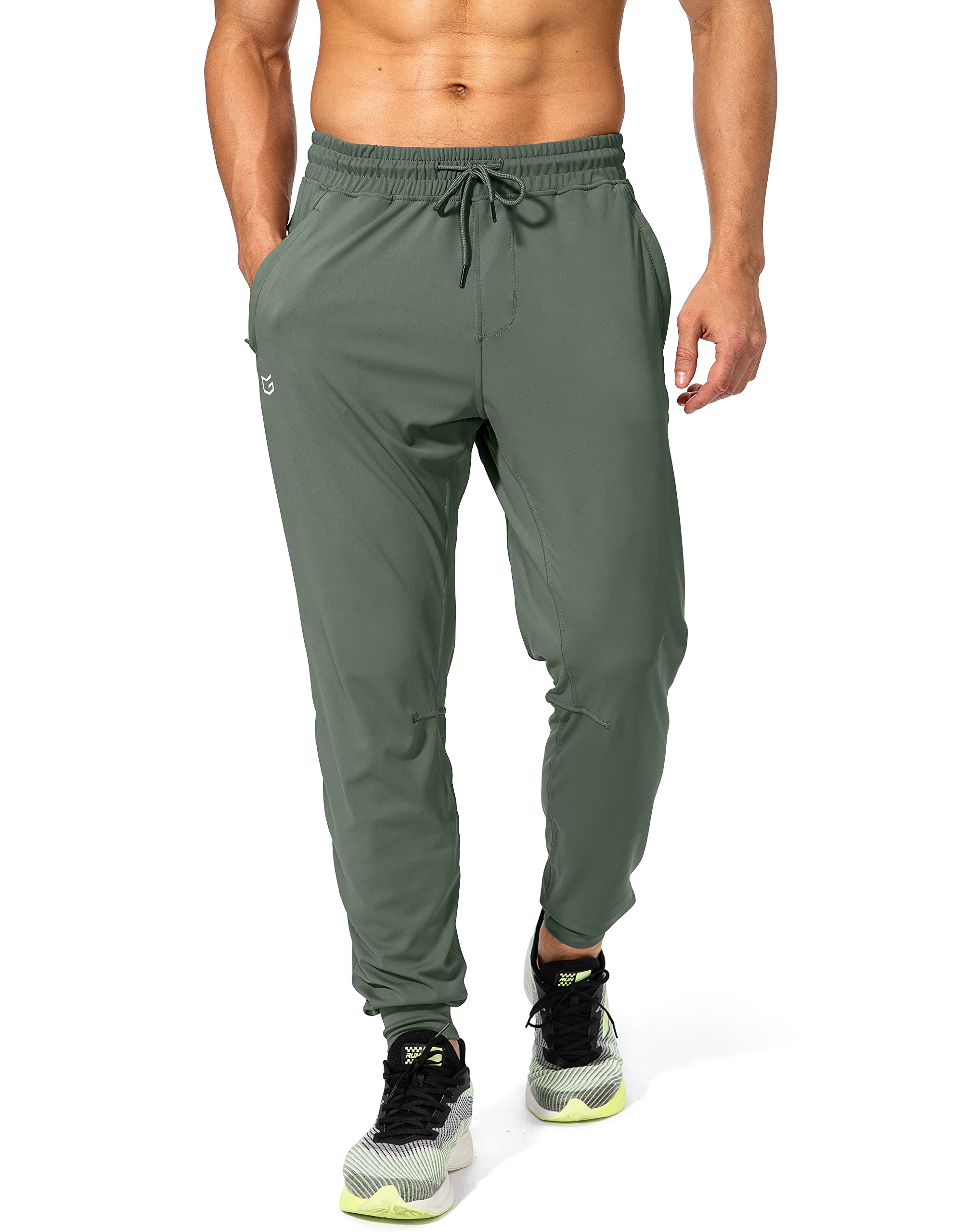 G Gradual Men's Sweatpants with Zipper Pockets Athletic Pants Traning Track Pants Joggers for Men Soccer, Running, Workout (Sage Green, Large)
