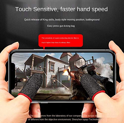 Mobile game finger cot 0.3mm silver fiber anti-sweat smooth touch screen finger protector suitable for PUBG/knife cut/rules of survival compatible with mobile phones and tablets thumb socks for gaming